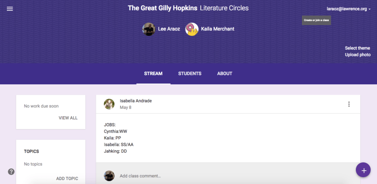 Student-Created Google Classroom Classes for Literature Circles | The ...